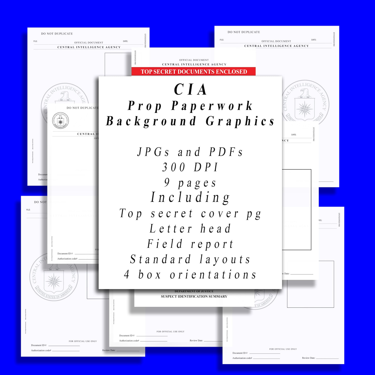 9, CIA Style Prop Document Graphics, Film, Cosplay, Diy, Home Printable ...