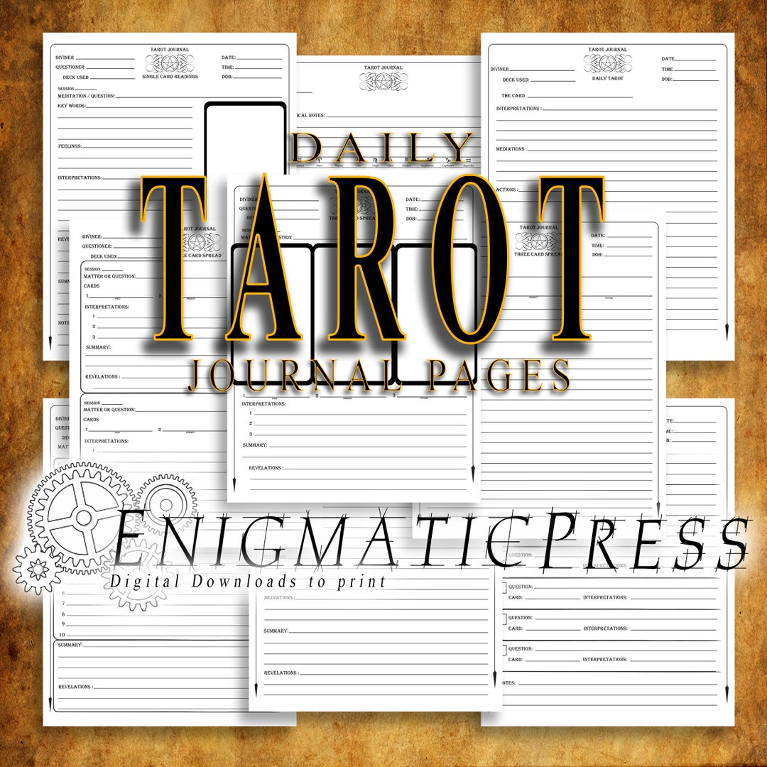 9, Daily Tarot Journal Pages, Diy, Home Printable, Digital Download ...