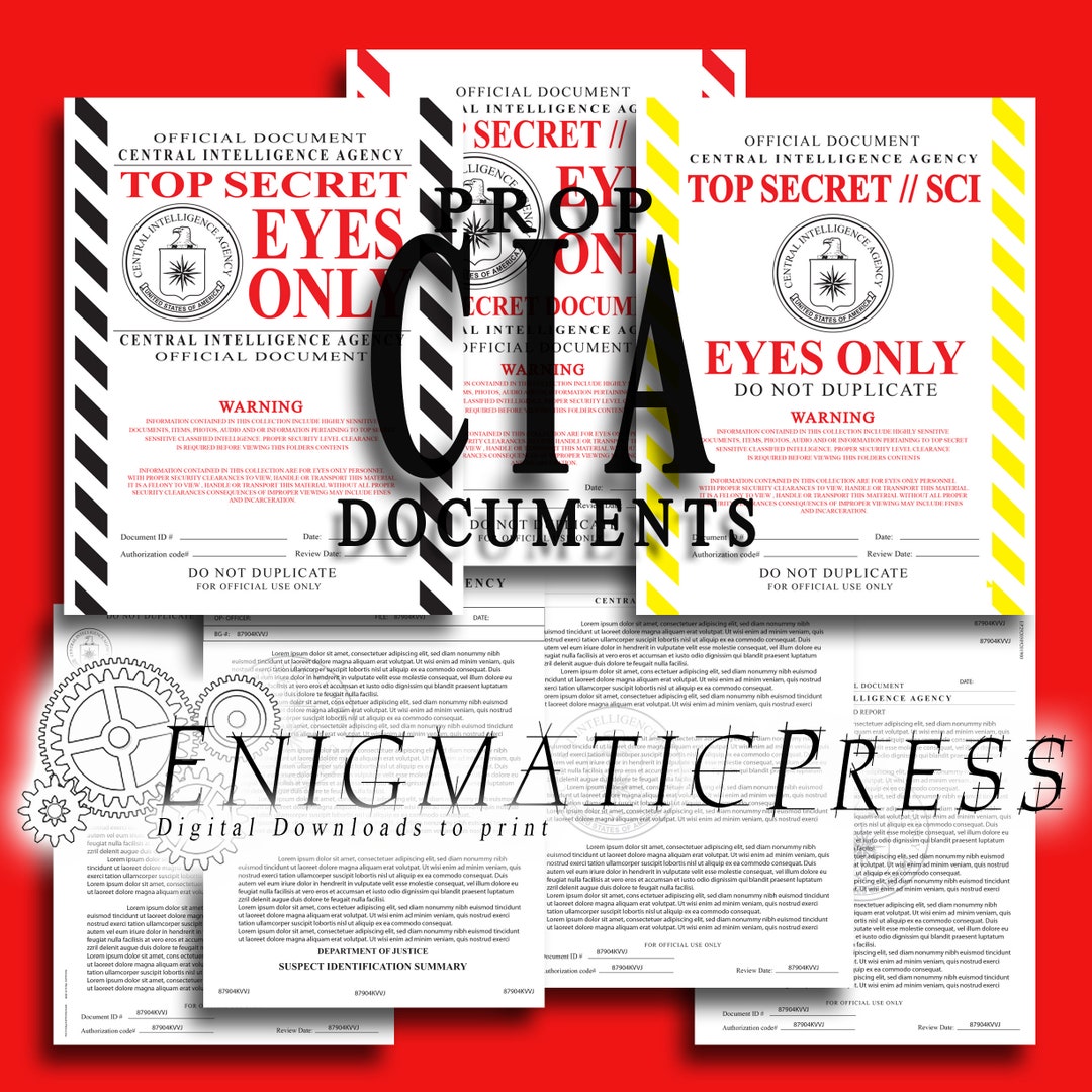 7, CIA Style Prop Top Secret, Documents, Film, Cosplay, Diy, Home Printable, Digital Download ...