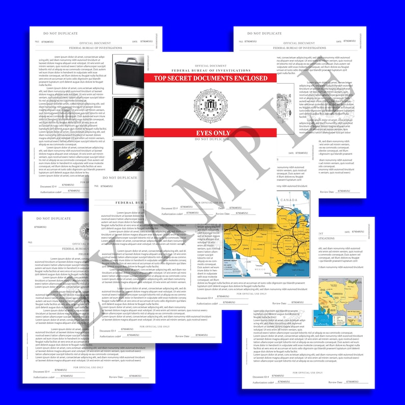 8 FBI Style Prop Document Graphics Film Cosplay Diy Home | Etsy