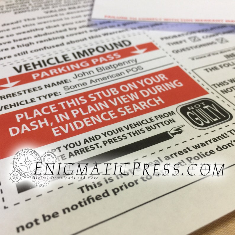 Prank Arrest Warrant, With Envelope, Editable Practical Joke PDF ...