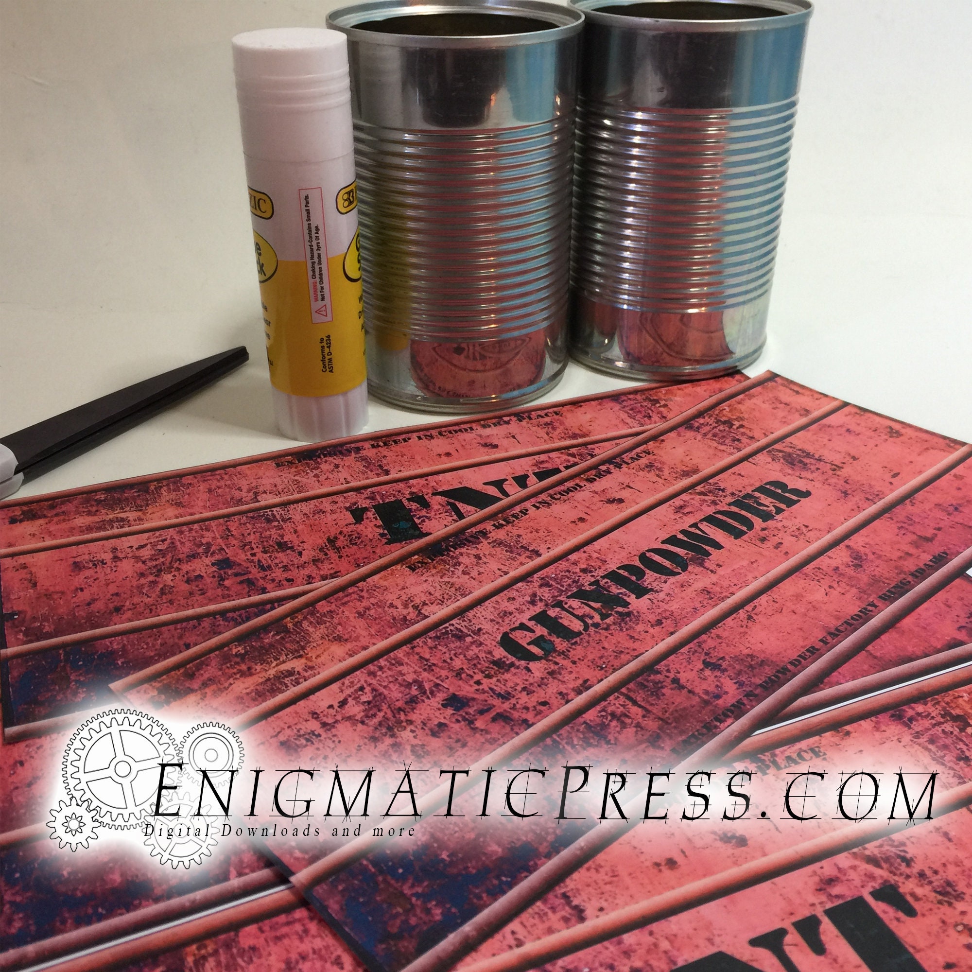 TNT, GUNPOWDER, Waste Drum Graphic, Tin Can Labels Set, Fun Home Office ...