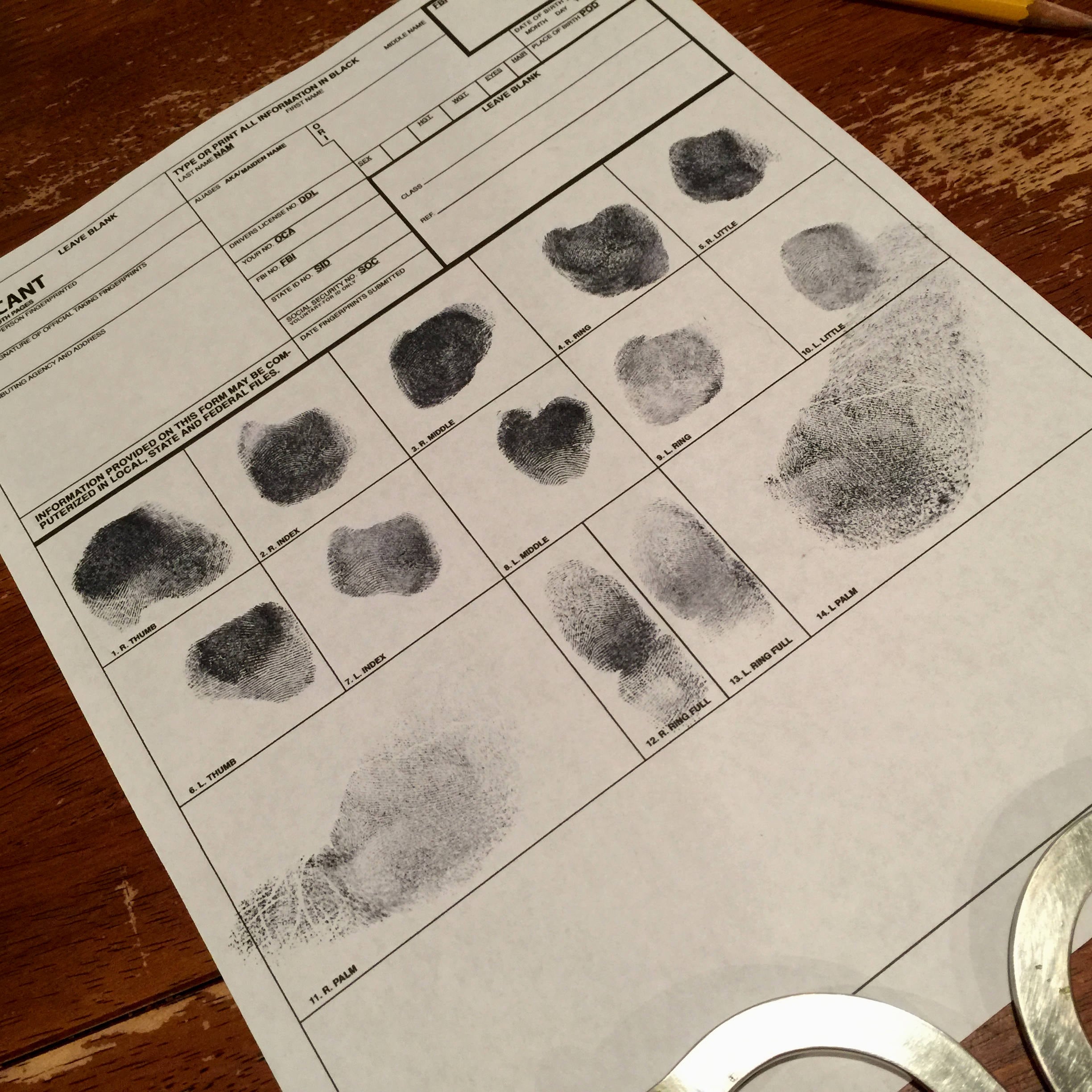 Authentic Fingerprint card 1970s police investigation home | Etsy