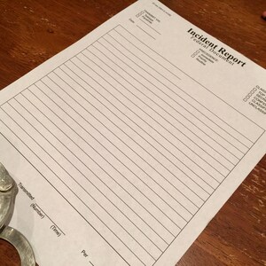 5 Pages Authentic Police Documents, Incident FBI Coroner Report ...