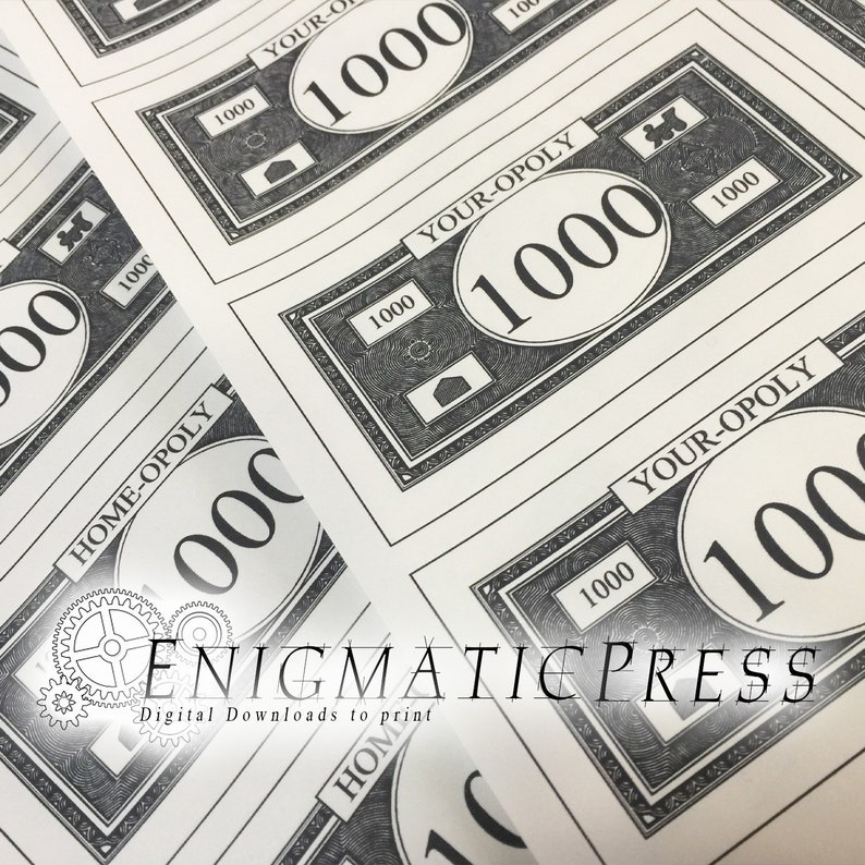 Editable Monopoly Money PDF Sheet of 8 B/w Bills Digital - Etsy Australia