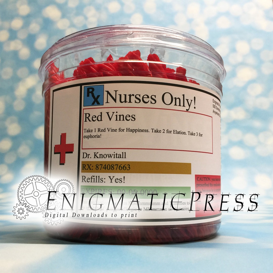 Editable Prescription Red Vines Labels, Fit Red Vine Tub, Large ...