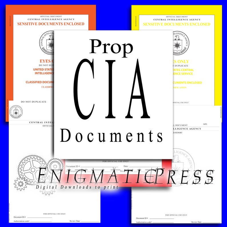 5 CIA Prop Style Document Graphics Film Cosplay Diy Home - Etsy