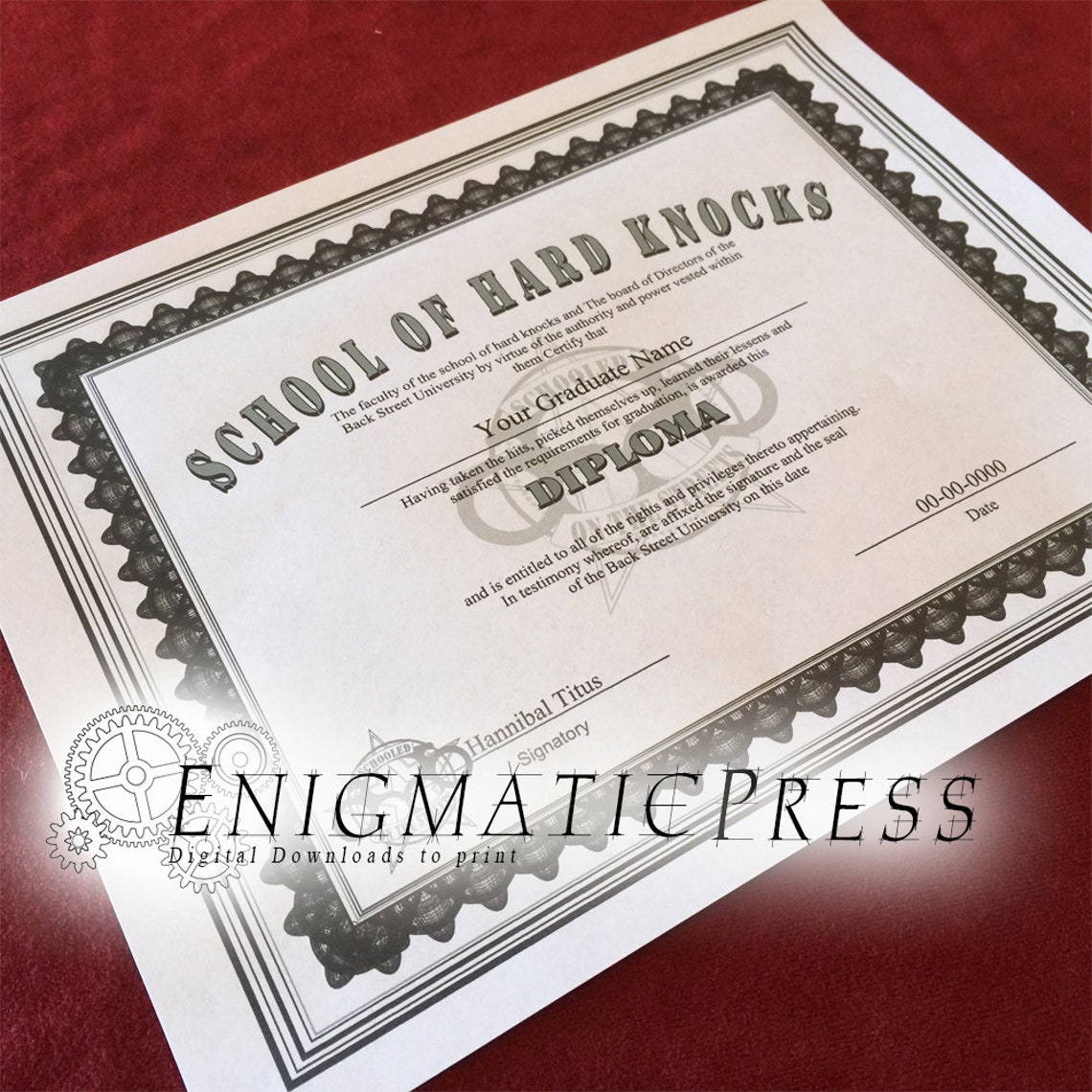 3 School of Hard Knocks Diploma Style Certificates With - Etsy