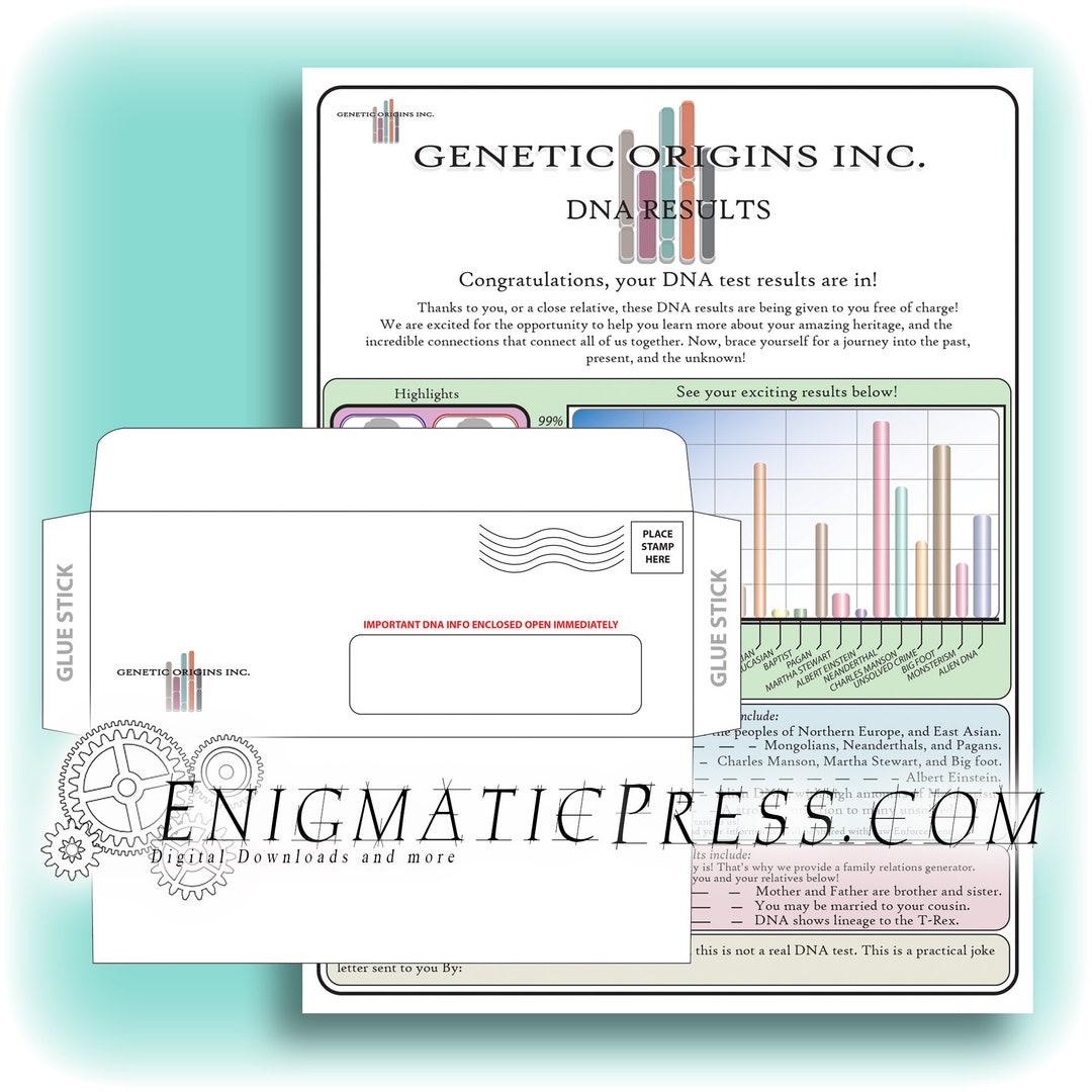 Prank DNA Results, Practical Joke Letter and Envelope, Do It Yourself ...