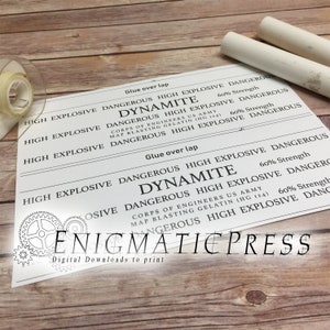 Dynamite TNT and C-4 Prop Demolition Explosive Labels, Styles DIY, PDF ...