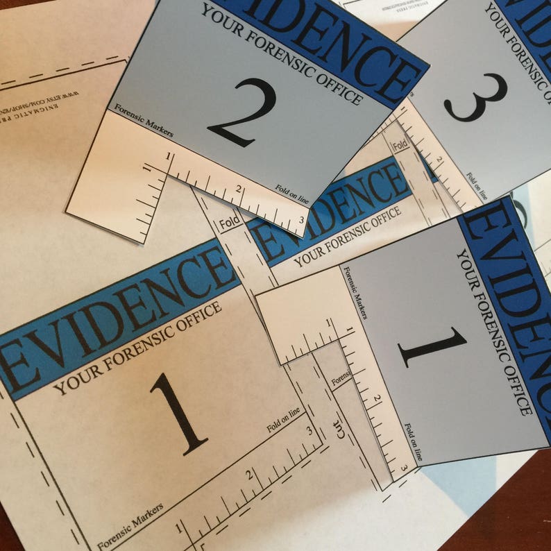 3 Crime Scene Evidence Marker Set Place Cards Blue - Etsy