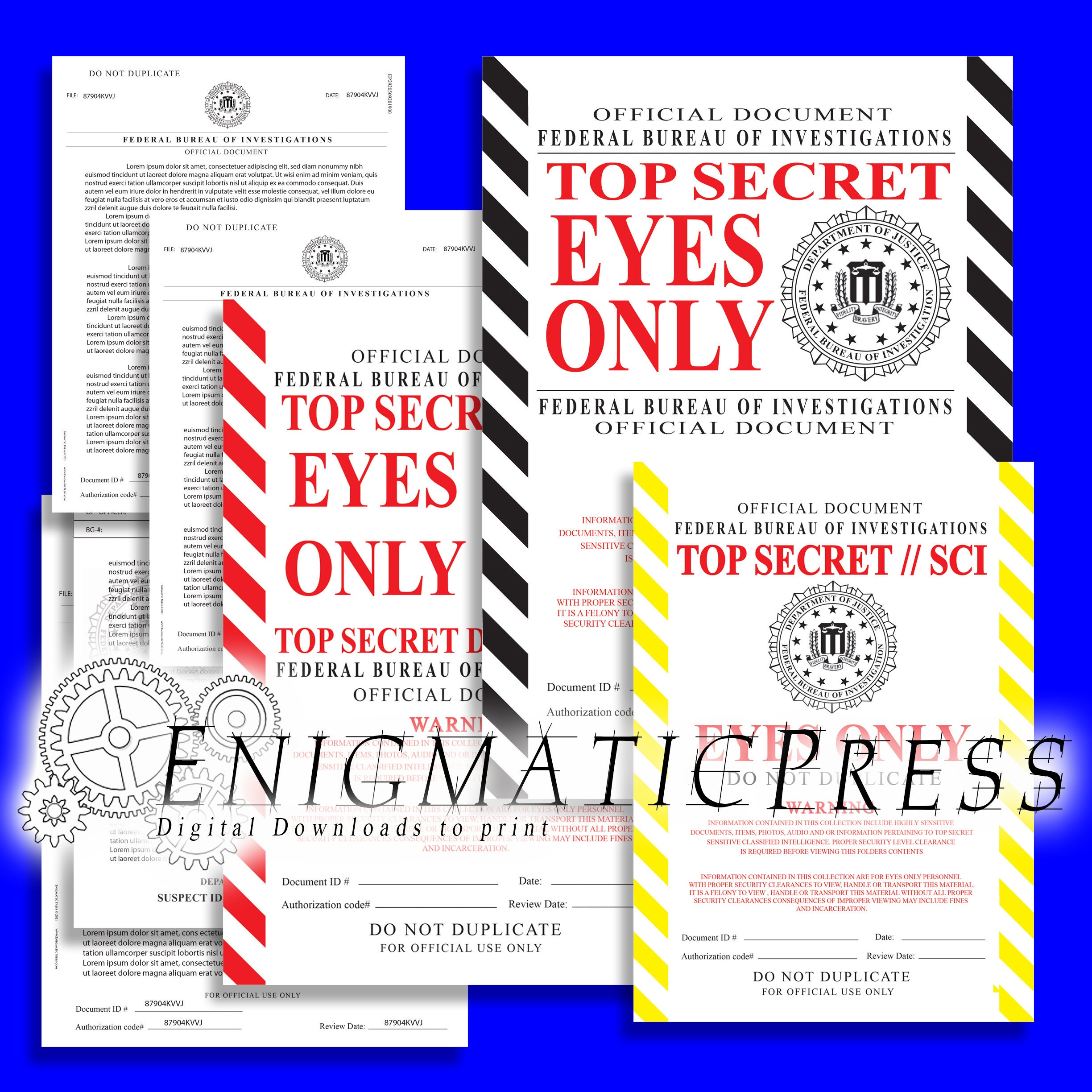 4, Editable, FBI Prop Documents and 3, Top Sheets, Film, Cosplay, Diy ...