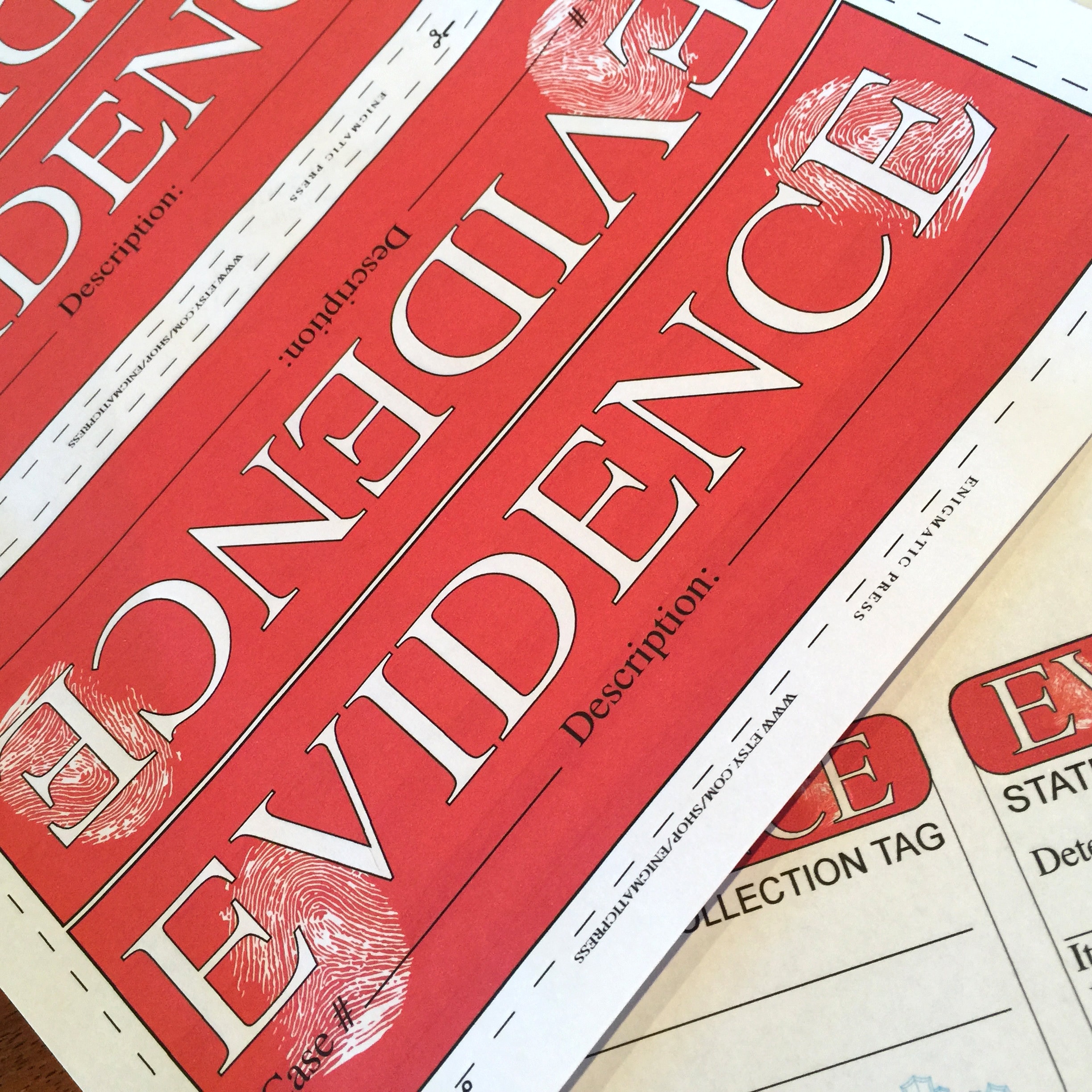 Evidence Labels Set, Crime Themed Forensic Labels and Evidence Cards ...
