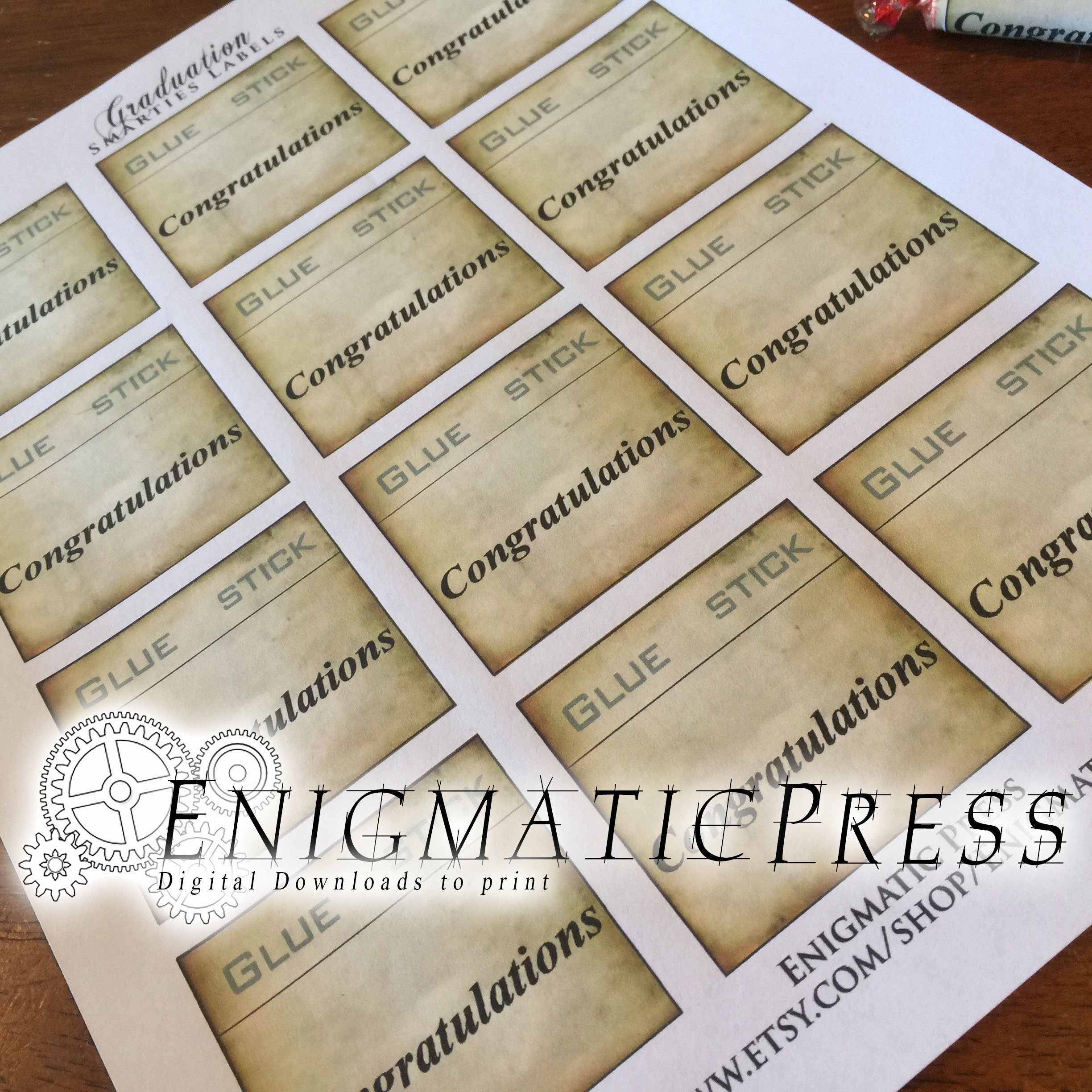 3 Diploma Style Smarties Label Sheets With Blue Red and No - Etsy