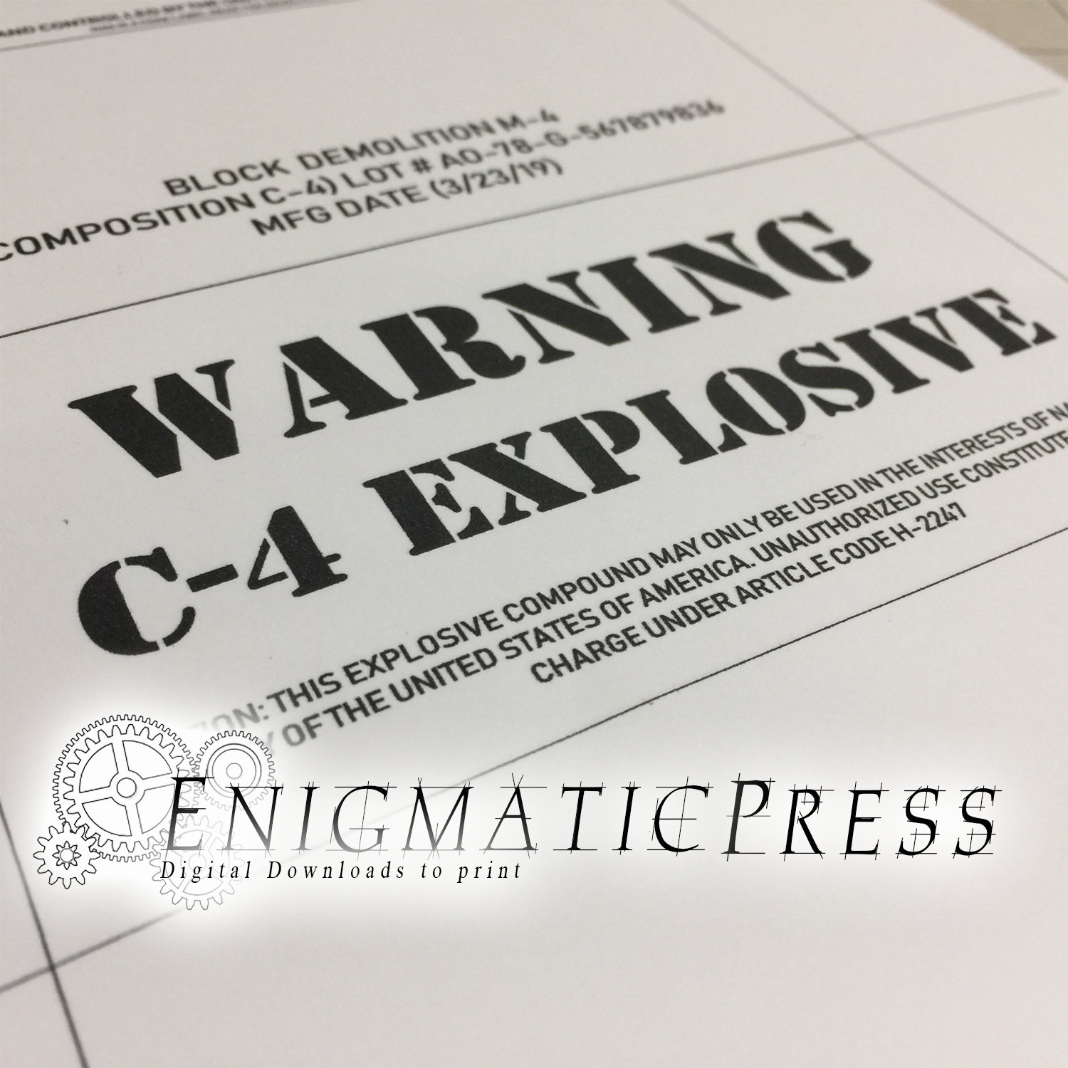 C-4 Prop Demolition Explosive Labels DIY PDF Jpeg Png - Etsy