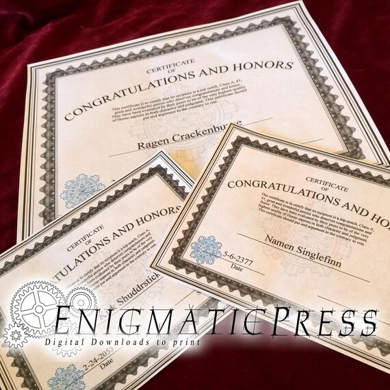 Congratulations and Honors Award Style Certificate 2 Pg - Etsy