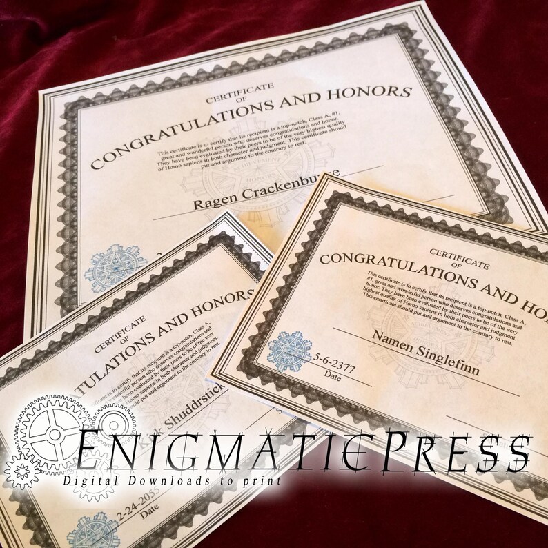 Congratulations and Honors Award Style Certificate 2 Pg - Etsy