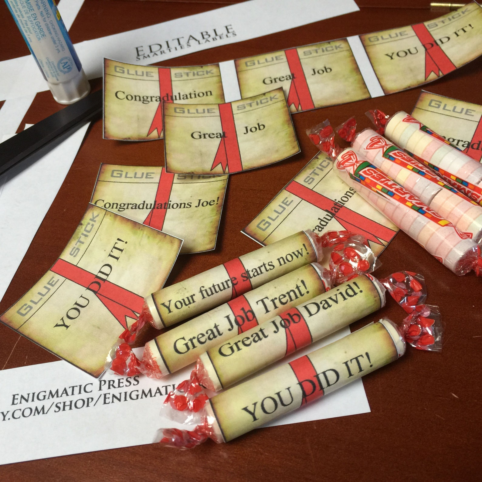 Editable Diploma Style Smarties Labels, Blue, Red and No Ribbon Candy ...