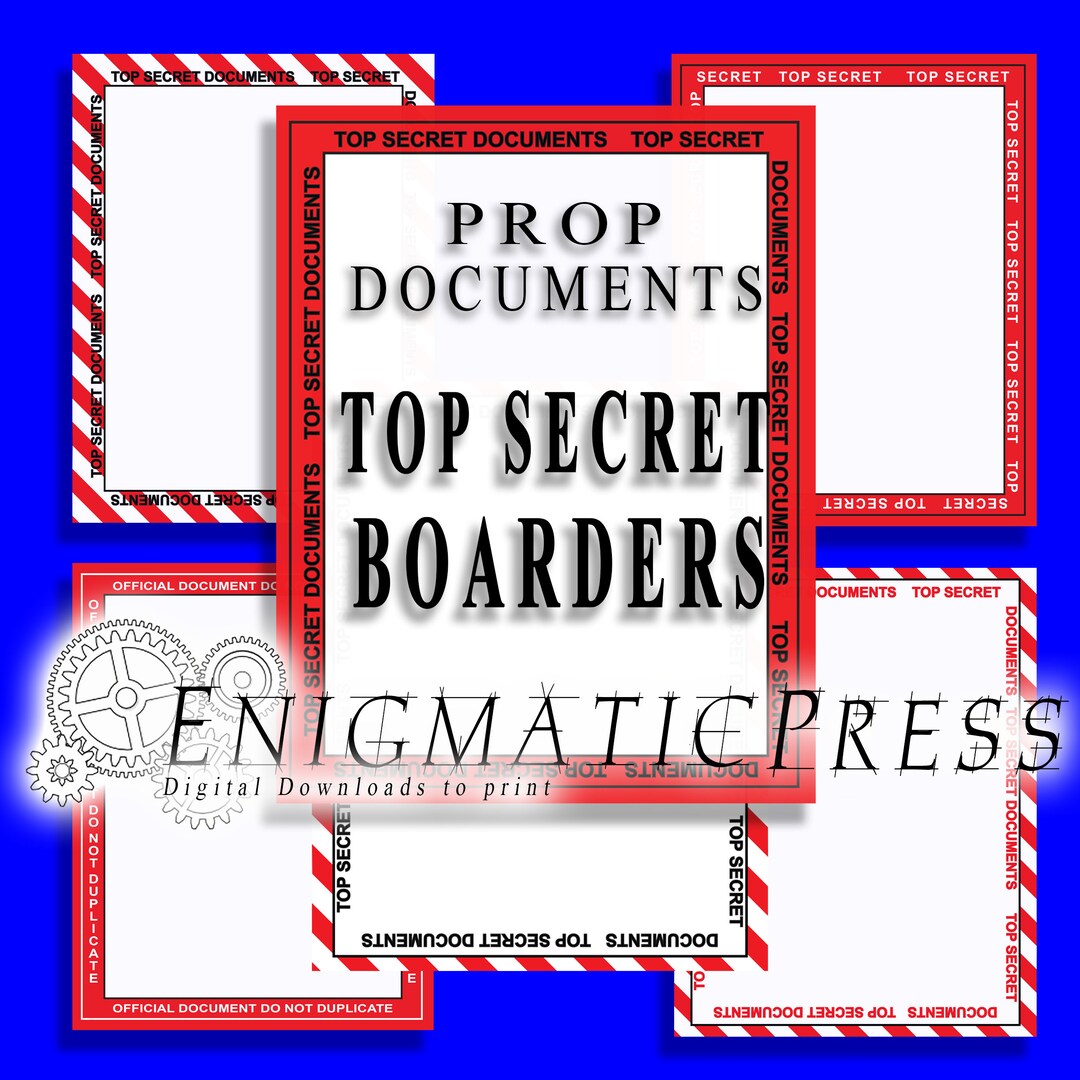 6, Top Secret Style Prop Document Boarder Graphics, Film, Cosplay, DIY ...