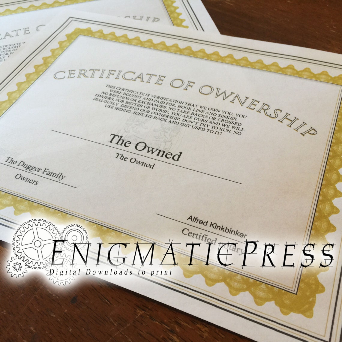 Certificate of Ownership Award Style Certificate With - Etsy UK