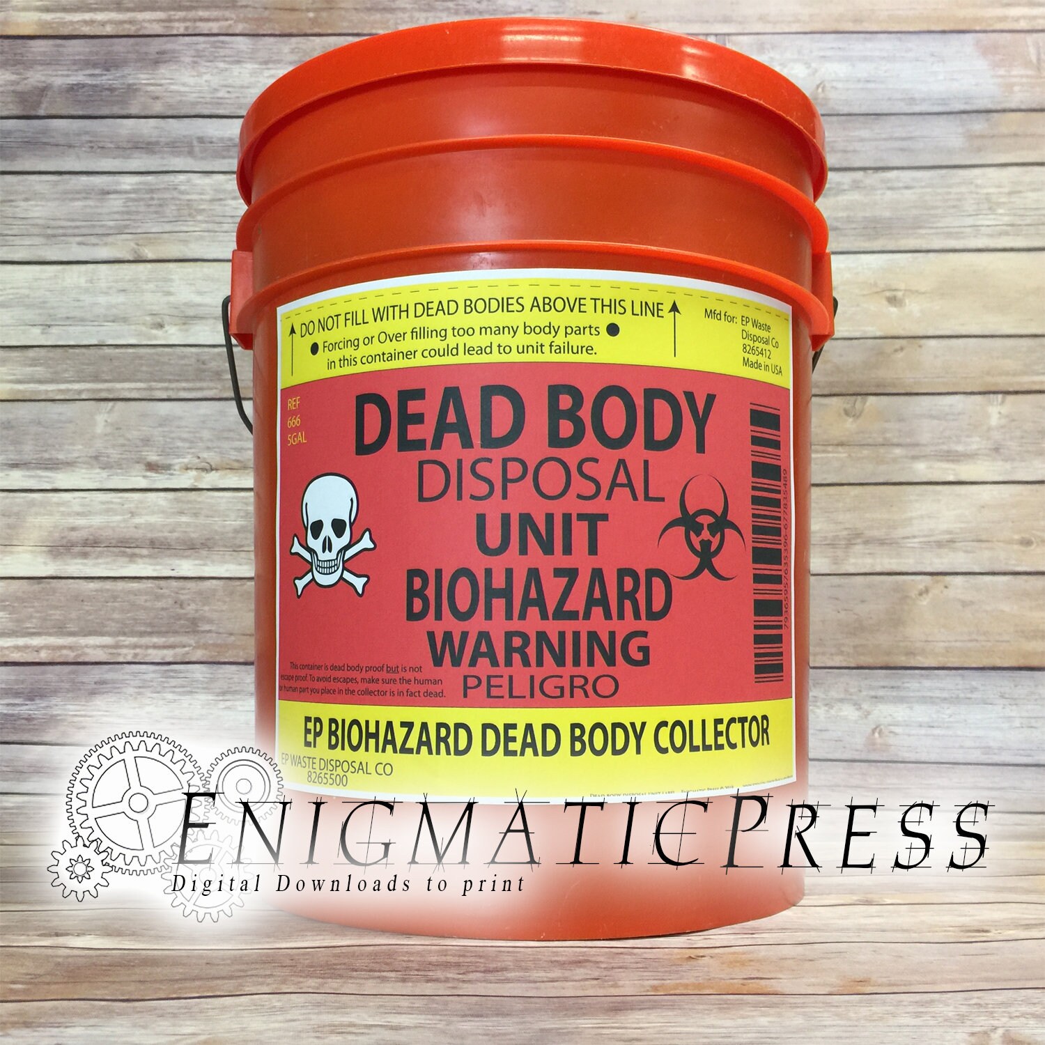 Dead Body Disposal Trash Bucket Label, 8.5x11 PDF, Instant Digital ...
