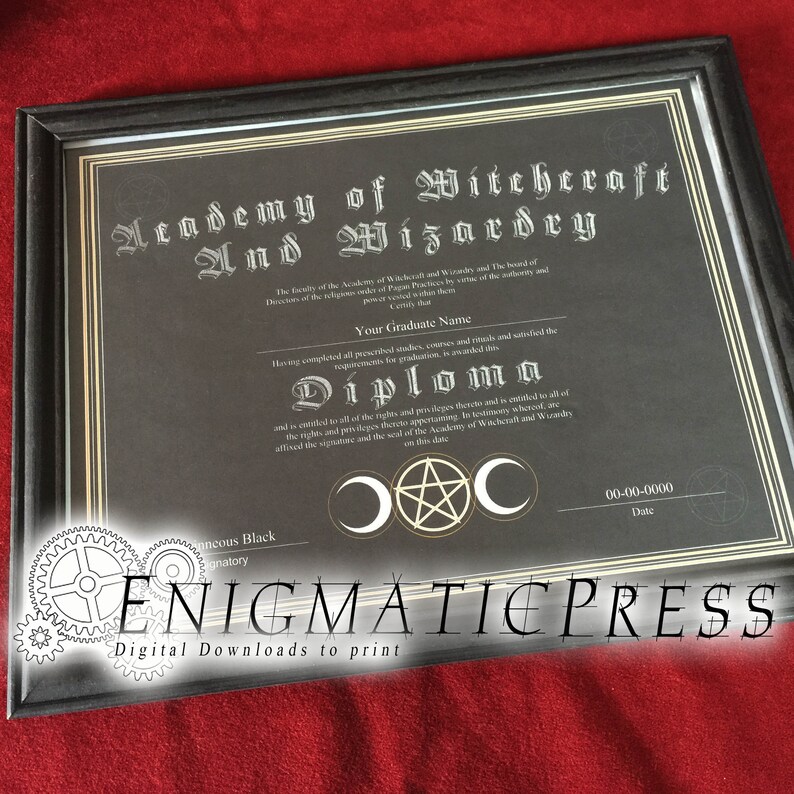 Academy of Witchcraft and Wizardry Diploma Style Certificate - Etsy