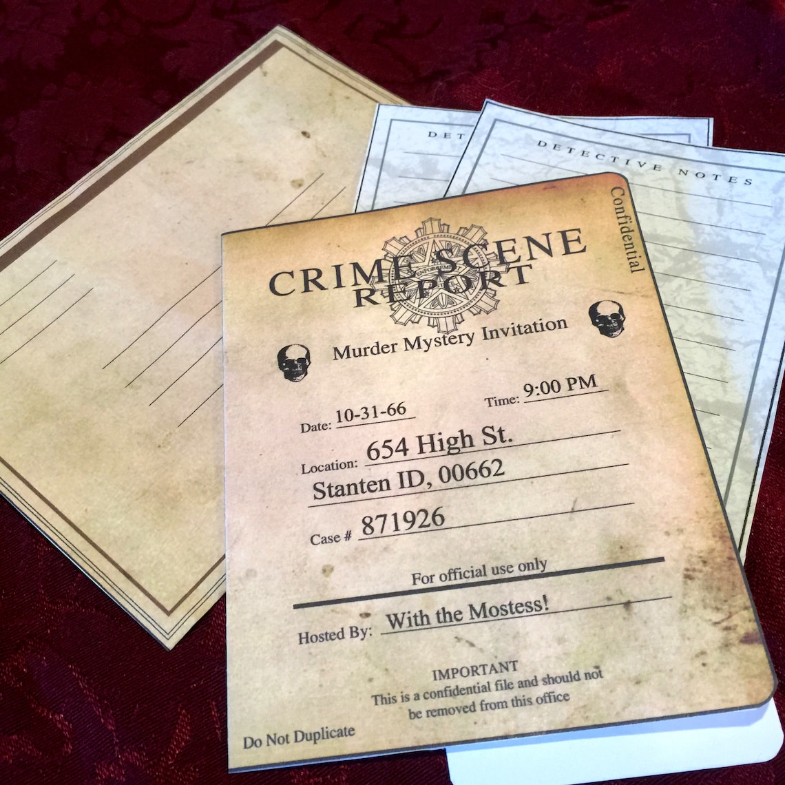 Murder Mystery Invitation Card Fun Party Set Crime Scene - Etsy