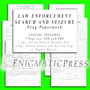 7, Law Enforcement Style Prop Search and Seizure Documents, Film ...