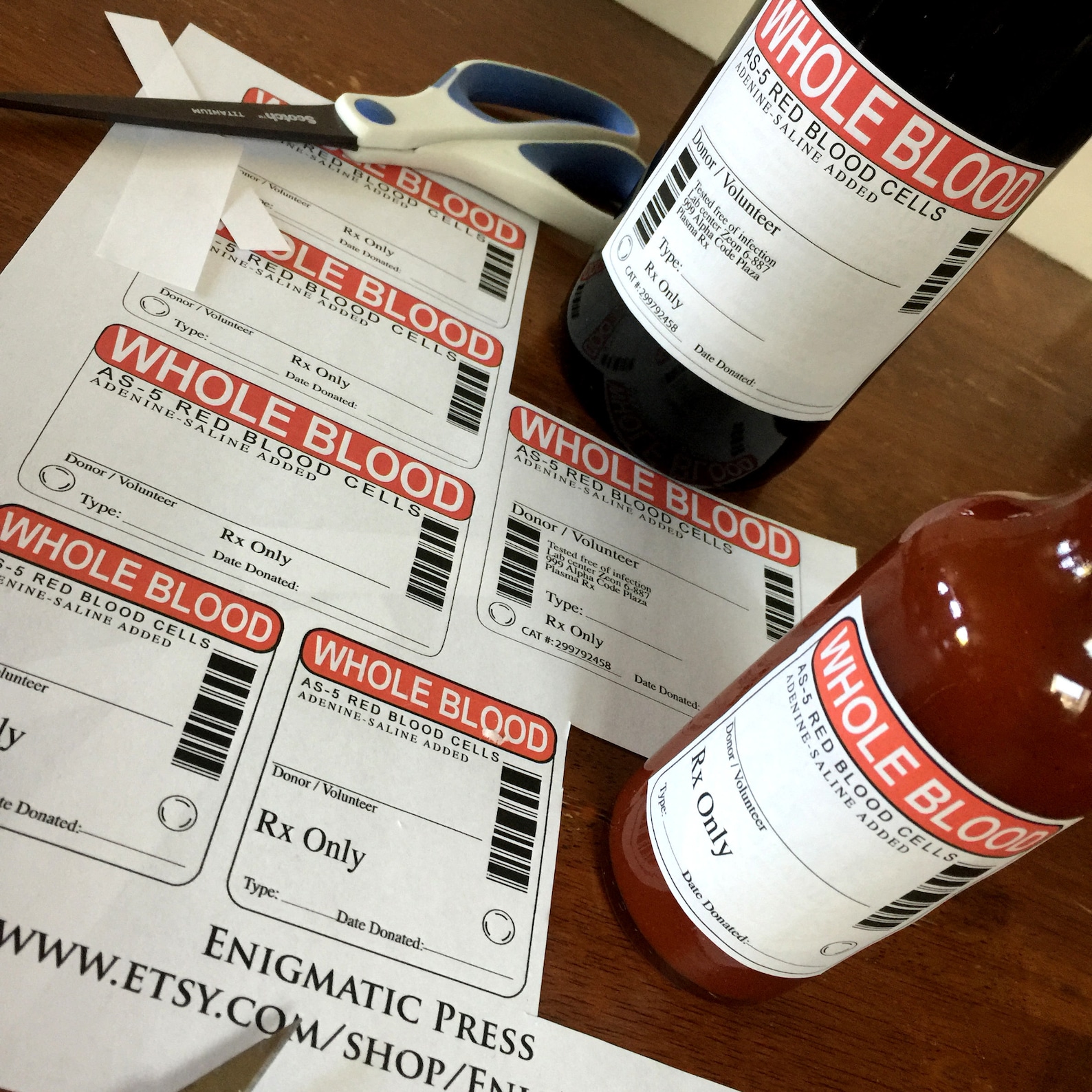 8 Blood Labels, Easy Editable, DIY Home Printable Digital Download ...
