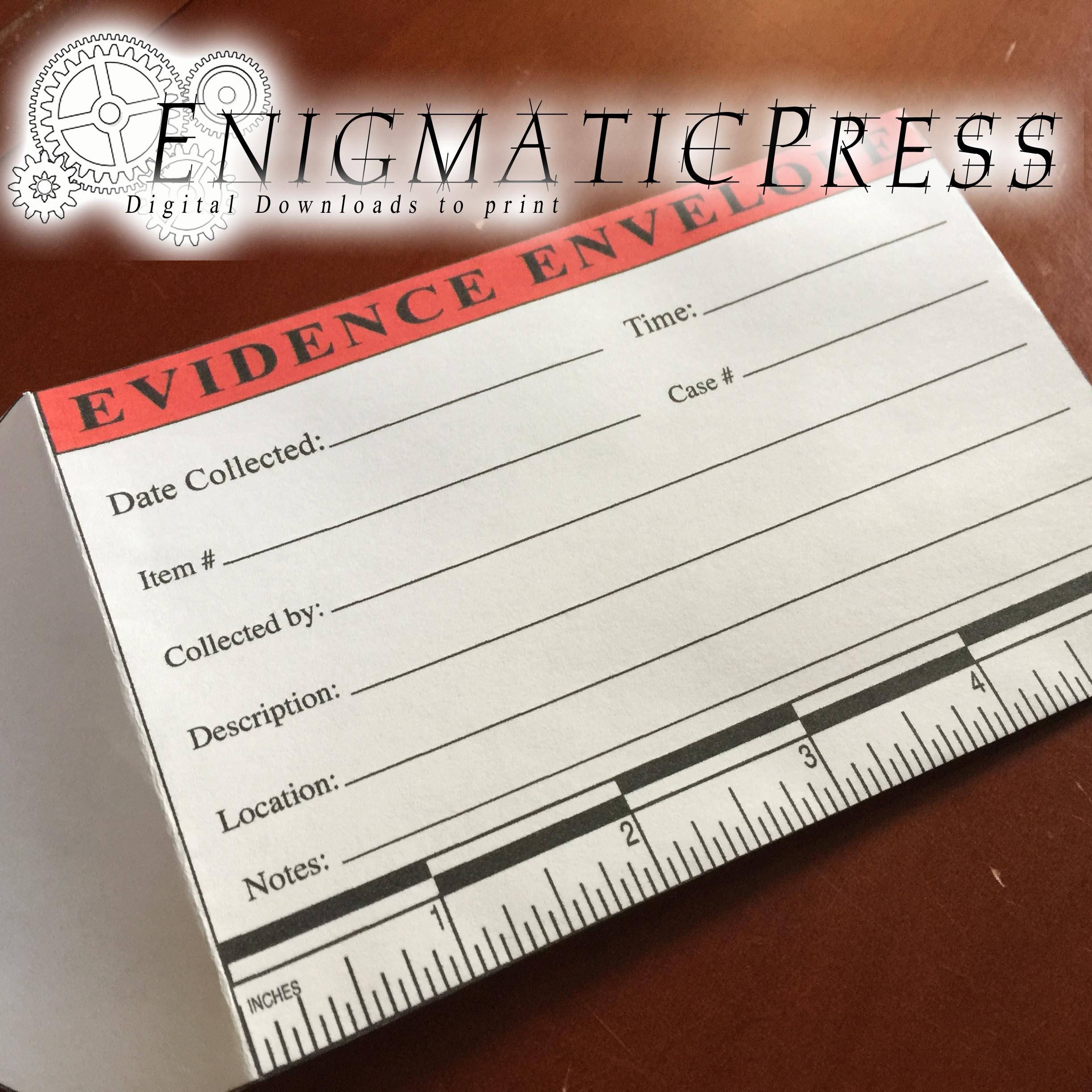 Evidence Envelope With Inch Scale Home Printable Editable - Etsy