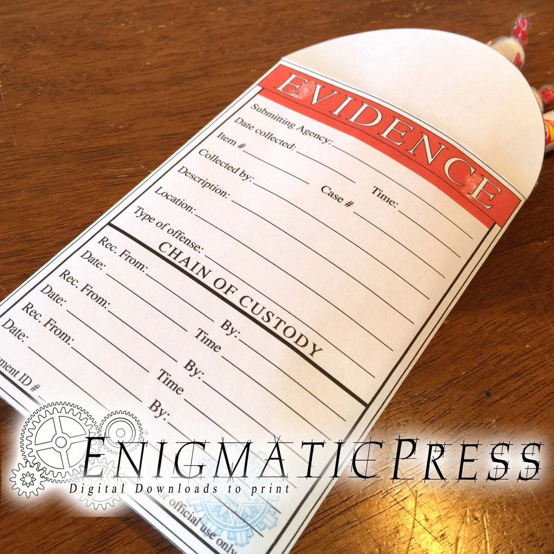 Card Size Chain of Evidence Envelope and 5x7 Graphic for 6x8 Envelopes ...