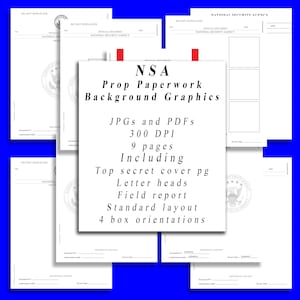9, NSA Style Prop Document Graphics, Film, Cosplay, Diy, Home Printable ...
