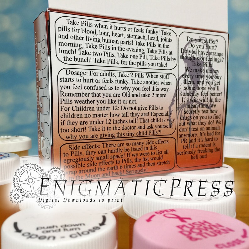 Pills! Fake Medication, Funny DIY Gift Box, Party Favor, PDF and Jpeg ...