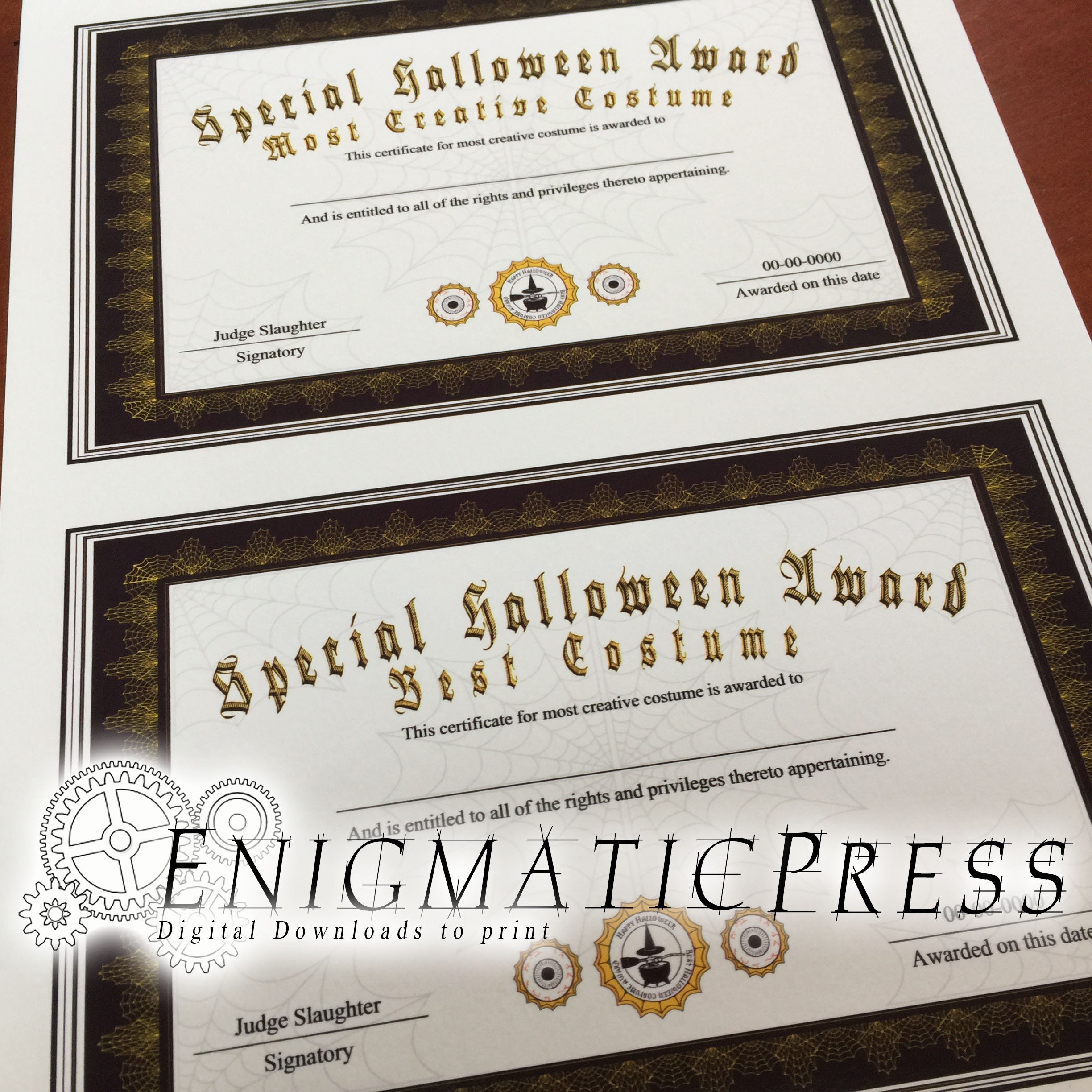 2 Halloween Awards Best Costume and Most Creative Costume - Etsy