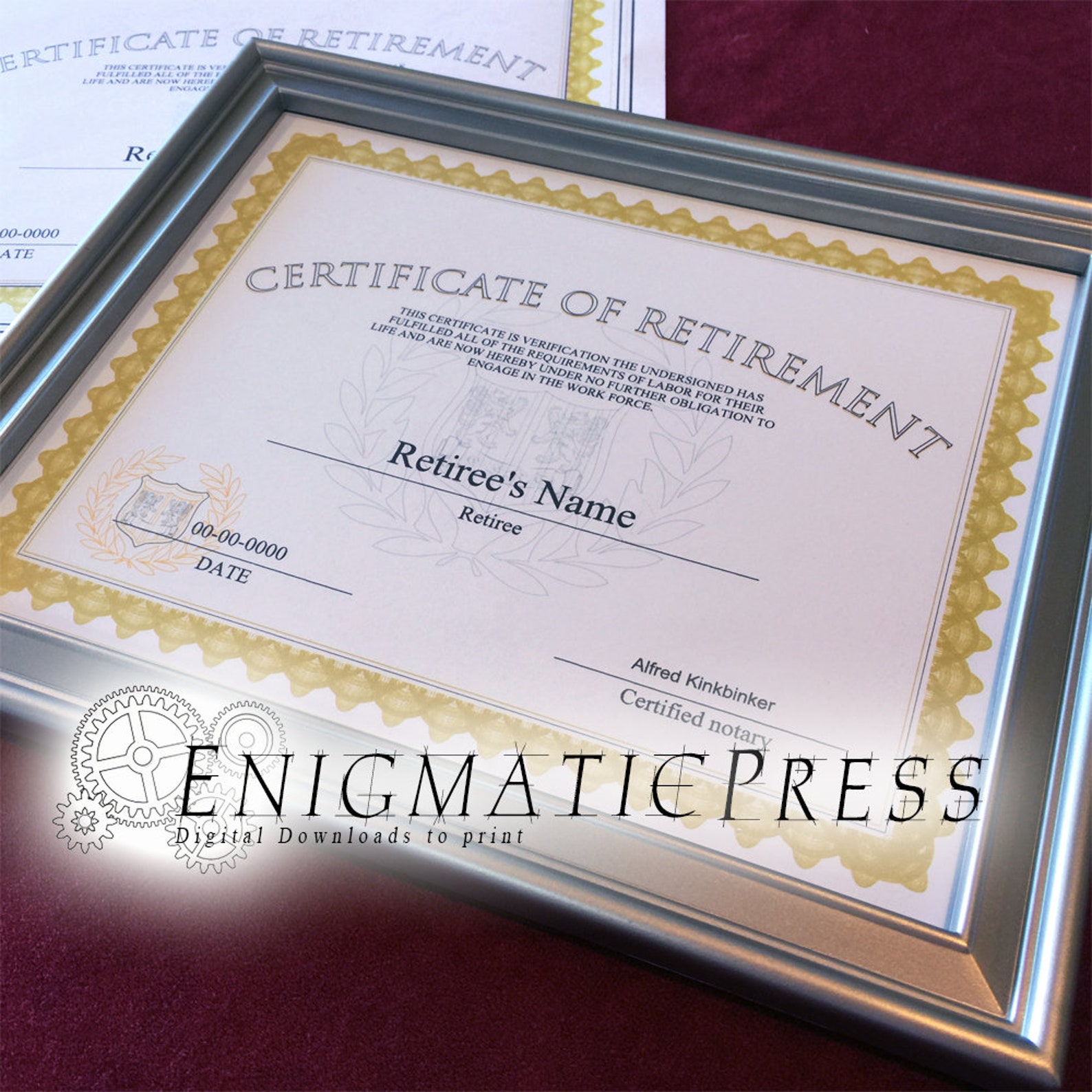 Certificate of Retirement Graduate Style Certificate With - Etsy Canada
