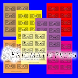 Ultimate Monopoly Money, Complete 14 Page Set, 1s to 100,000s, Plus ...