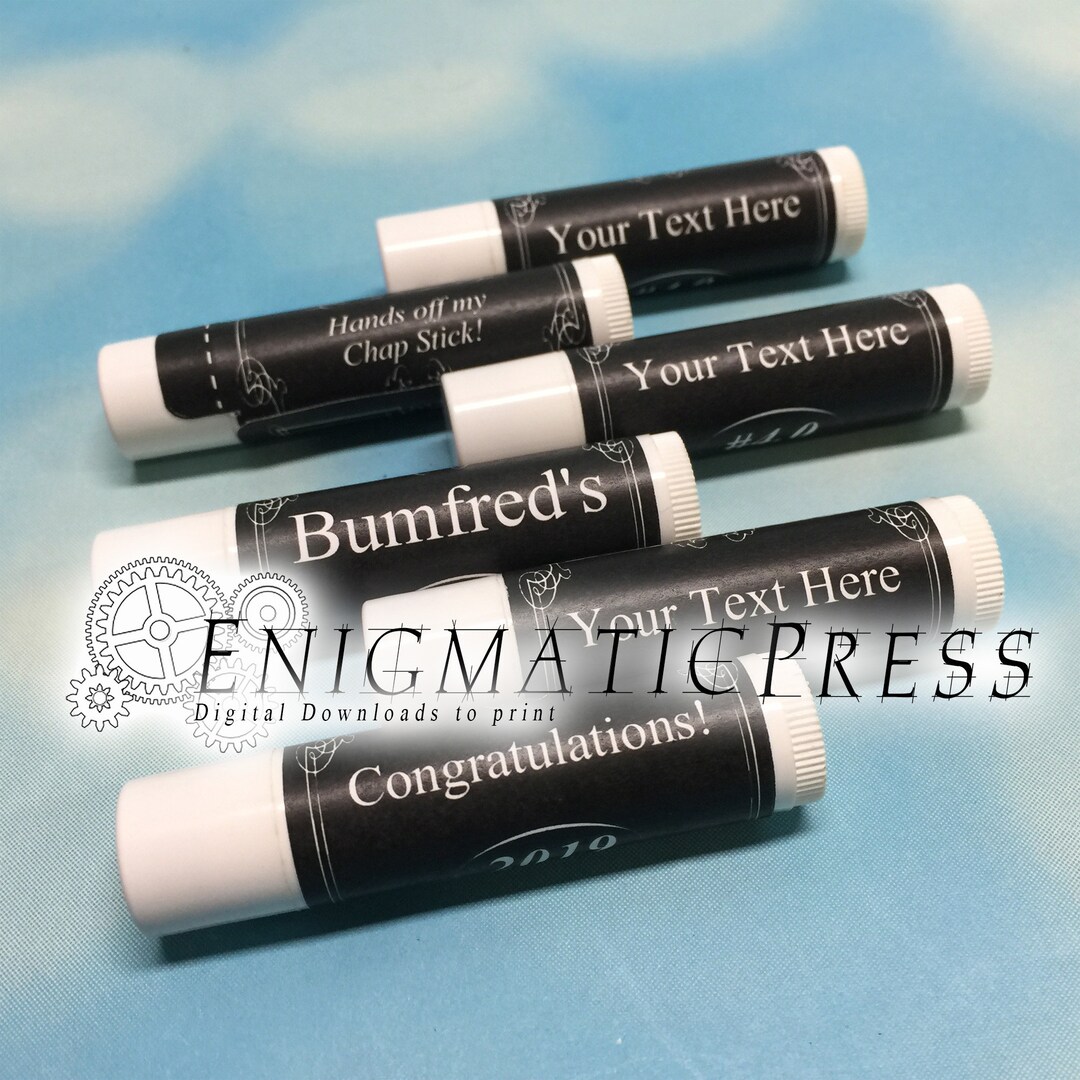 12 Editable Chapstick Labels Elegant Black Style Fit 0.15 - Etsy
