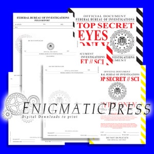 4, Editable, FBI Prop Documents and 3, Top Sheets, Film, Cosplay, Diy ...