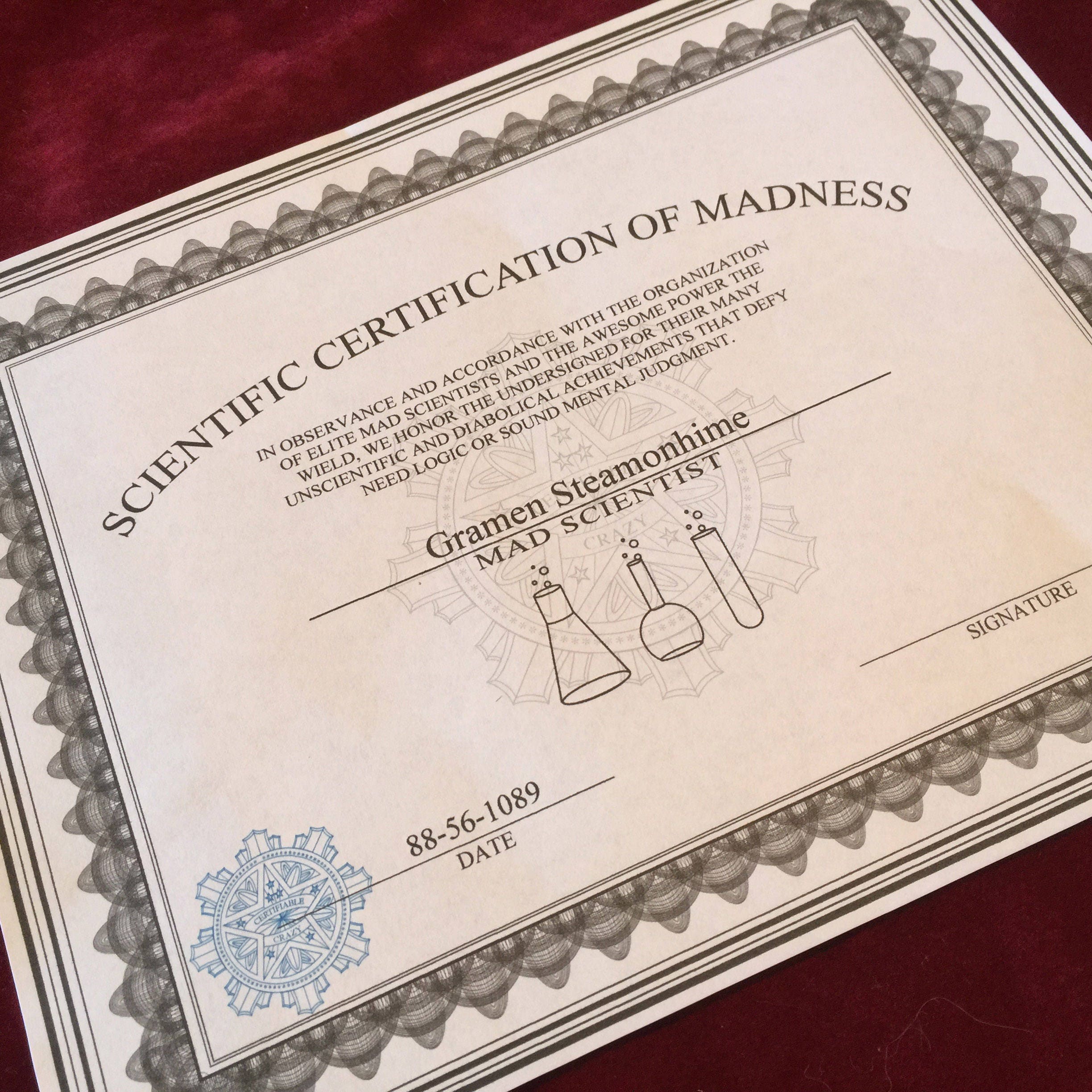 Mad Science Award Editable Certificate Home Printable - Etsy