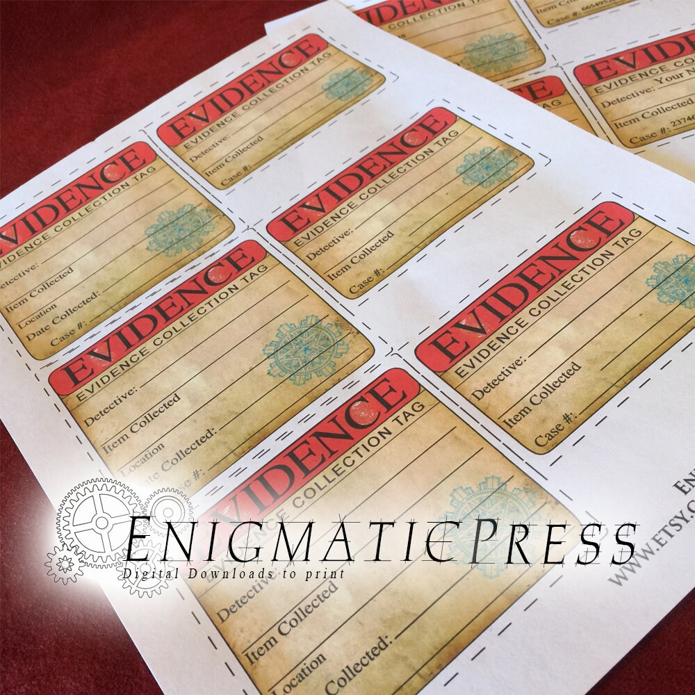 3 Pgs of Crime Scene Evidence Labels, Tags and Place Markers, True ...