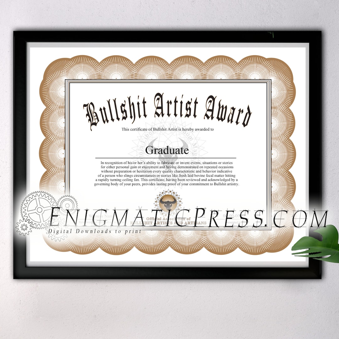 Artist Award Certificate