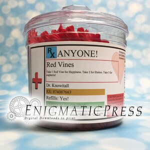 Editable Prescription Red Vines Labels With Hearts Fit Red Vine Tub ...