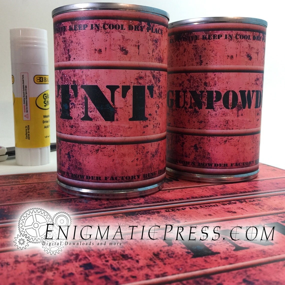 TNT GUNPOWDER Waste drum Graphic Tin can labels set fun | Etsy