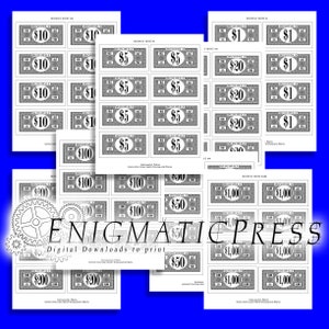 Ultimate Monopoly Money, Complete 14 Page Set, 1s to 100,000s, Plus ...