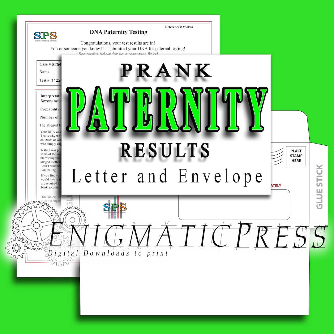 Prank DNA Paternity Results, With Envelope, Practical Joke Set ...