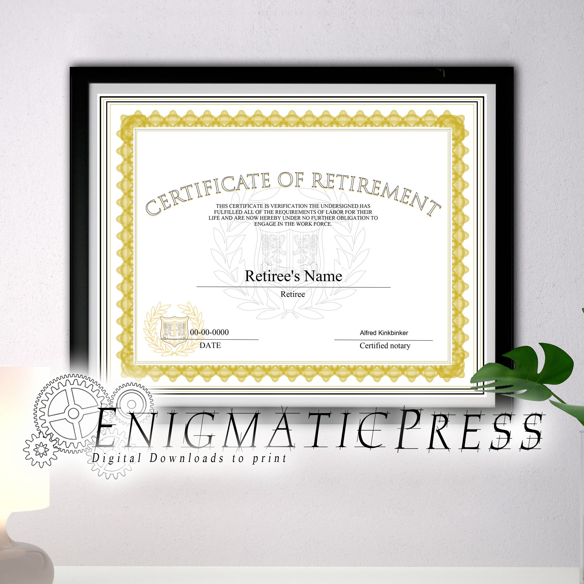 Certificate of Retirement graduate style certificate with | Etsy