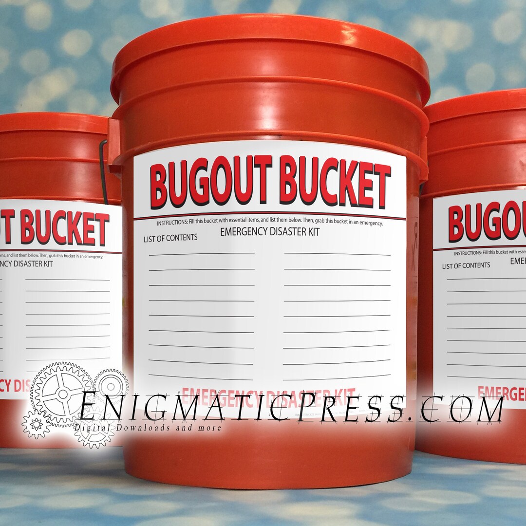 Bugout Bucket Label, 8.5x11 PDF, Instant Digital Download, Home ...