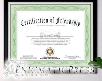 Certificate of Sanity PDF With Editable Text Home Printable | Etsy