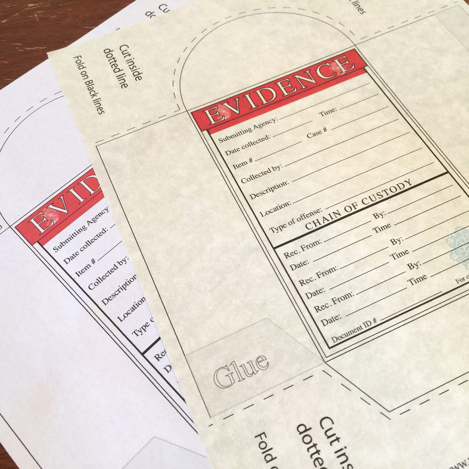 Card Size Chain of Evidence Envelope and 5x7 Graphic for 6x8 Envelopes ...