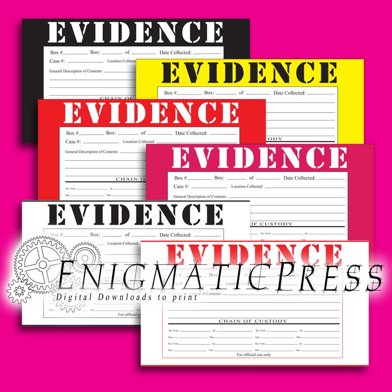 6, Prop, Police, Chain of Evidence Box Labels, Film, Cosplay, Escape ...